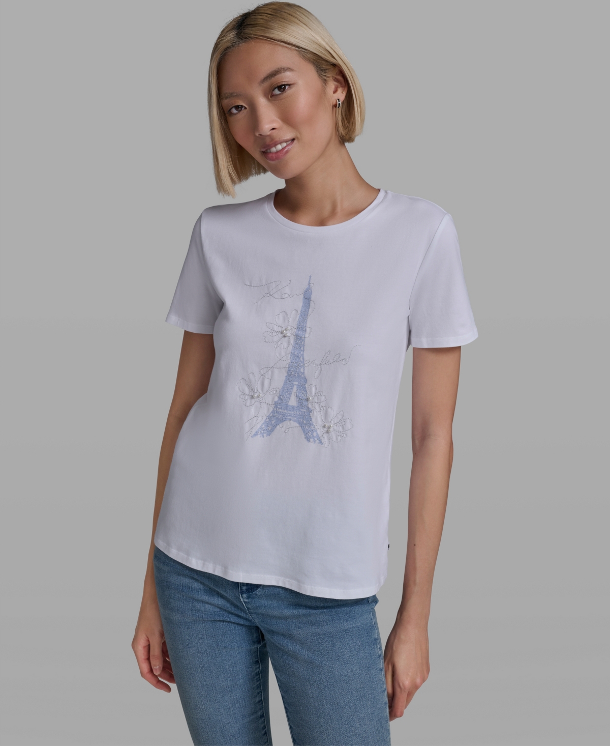 Click here for Karl Lagerfeld Paris Womens Crewneck Eiffel Tower... prices
