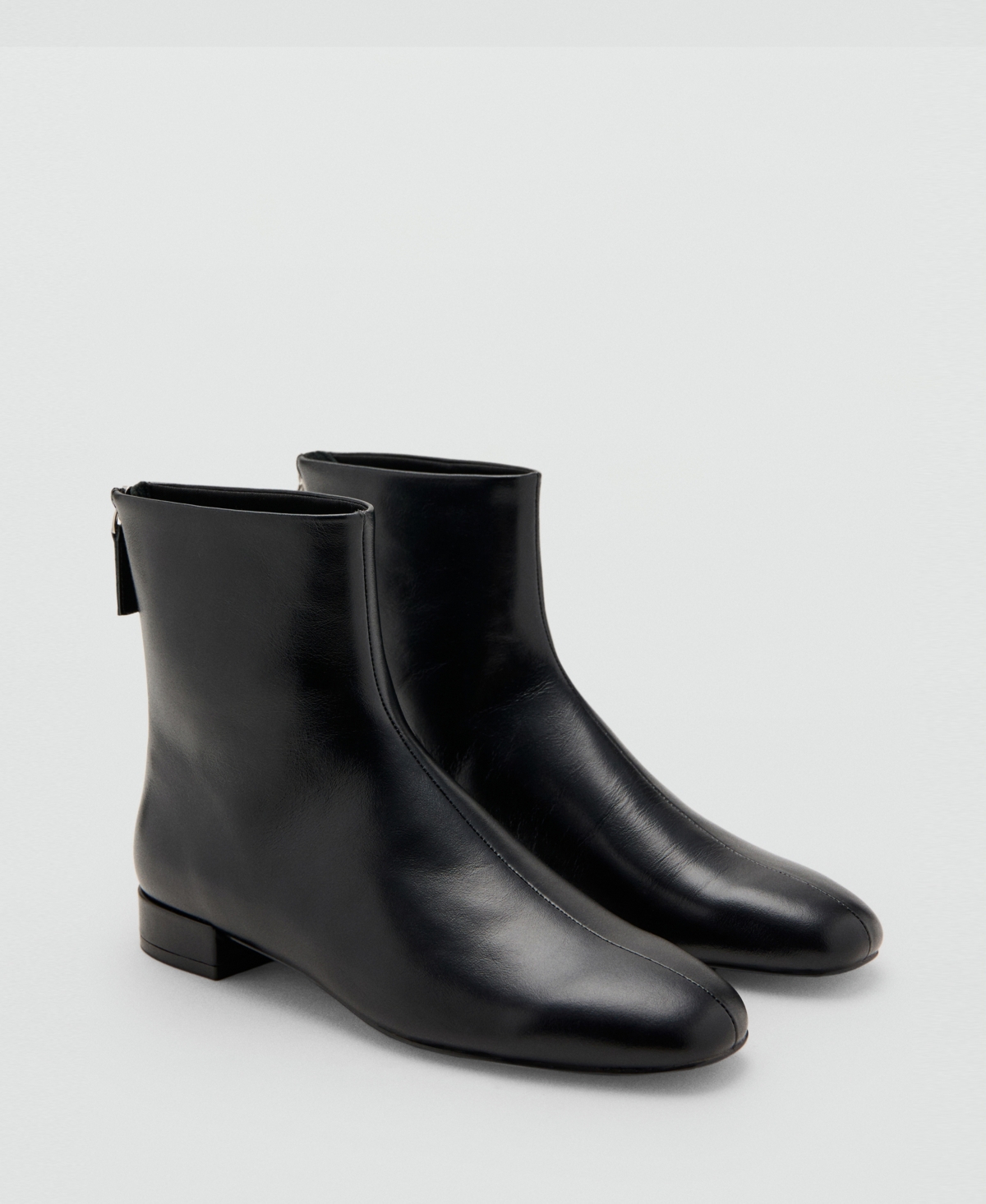 Click here for Mango Womens Zipped Leather Ankle Boots - Black prices