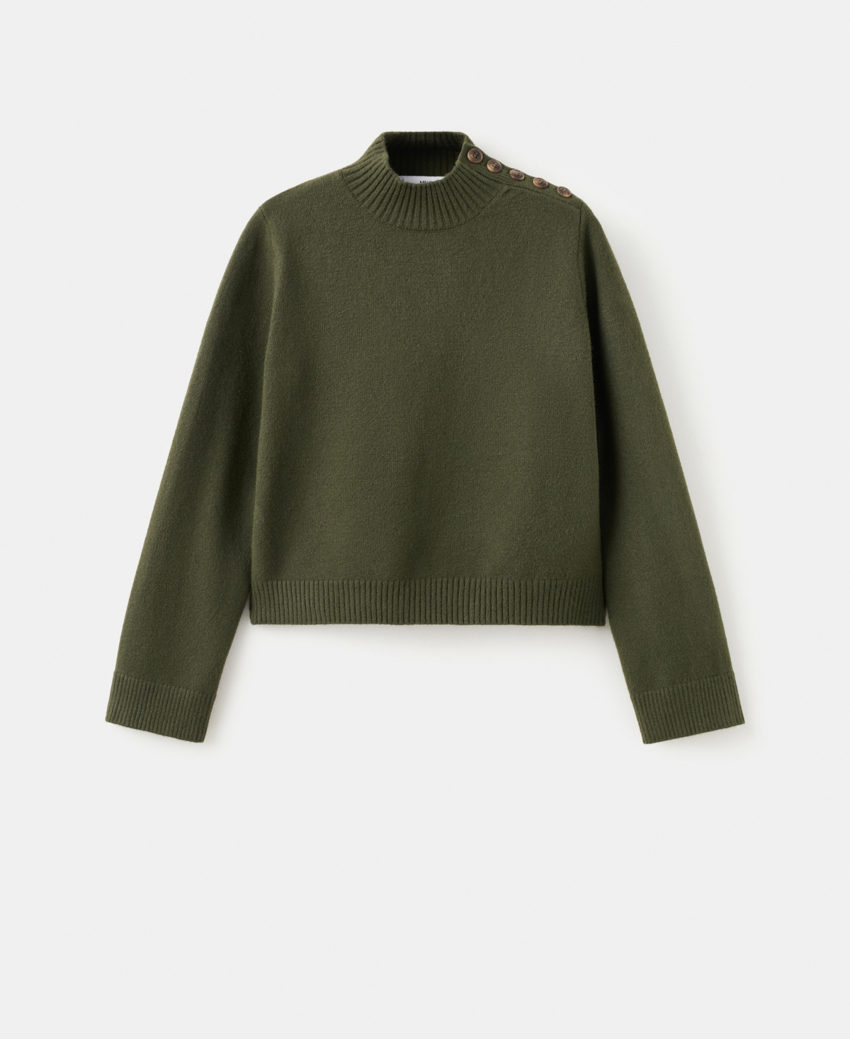 Click here for Mango Womens Button Perkins-Neck Sweater - Khaki prices