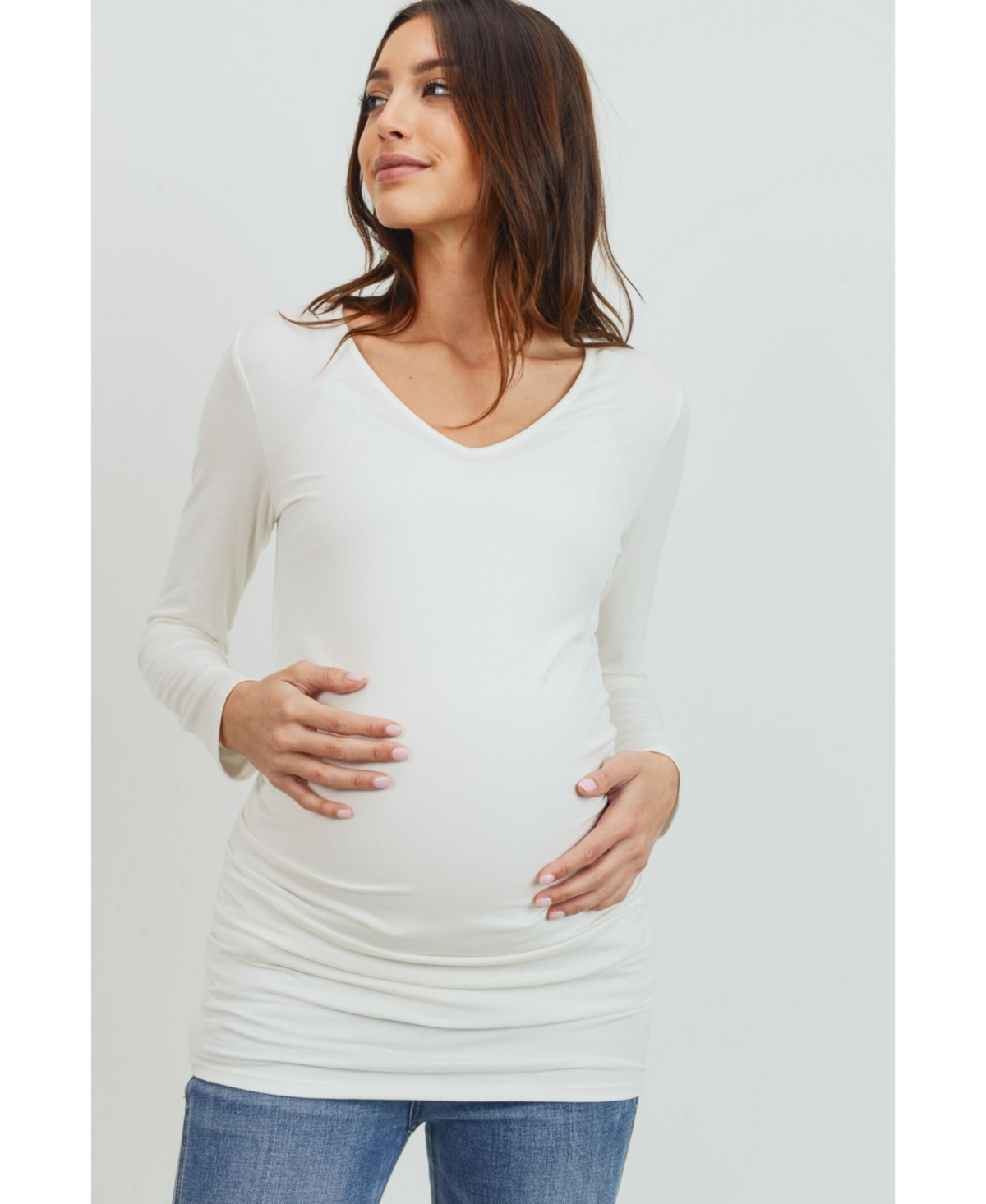 Click here for Hello Miz Maternity Casual Side Ruched Long Sleeve... prices