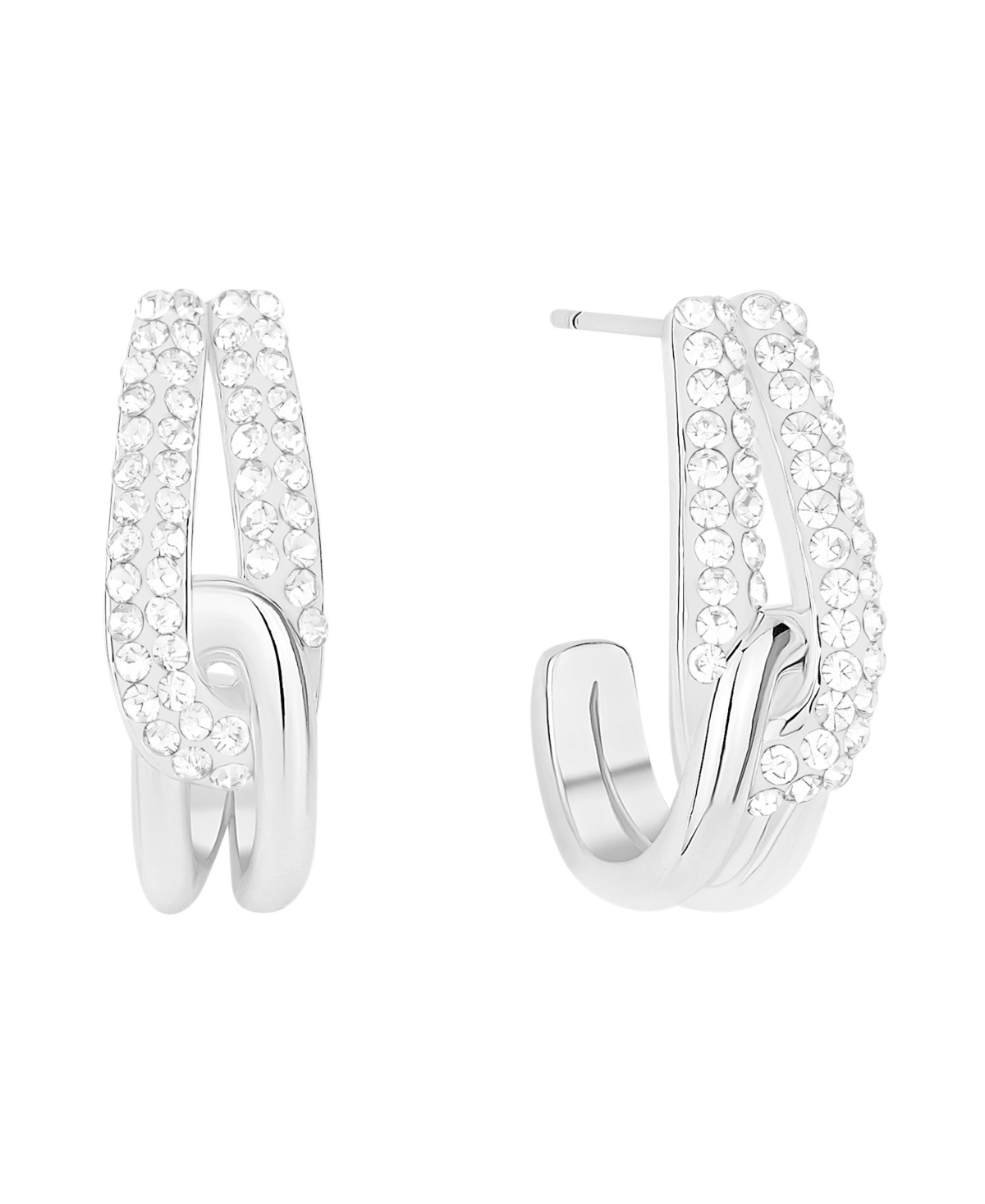 Click here for And Now This Crystal Interlock J Hoop Earrings - F... prices
