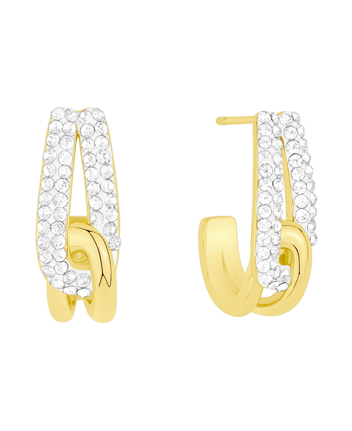 Click here for And Now This Crystal Interlock J Hoop Earrings - G... prices