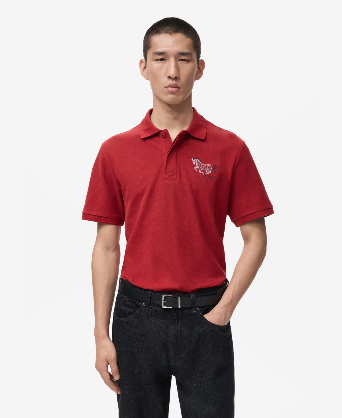 Click here for Mango Mens Short-Sleeved Cotton Polo Shirt - Red prices