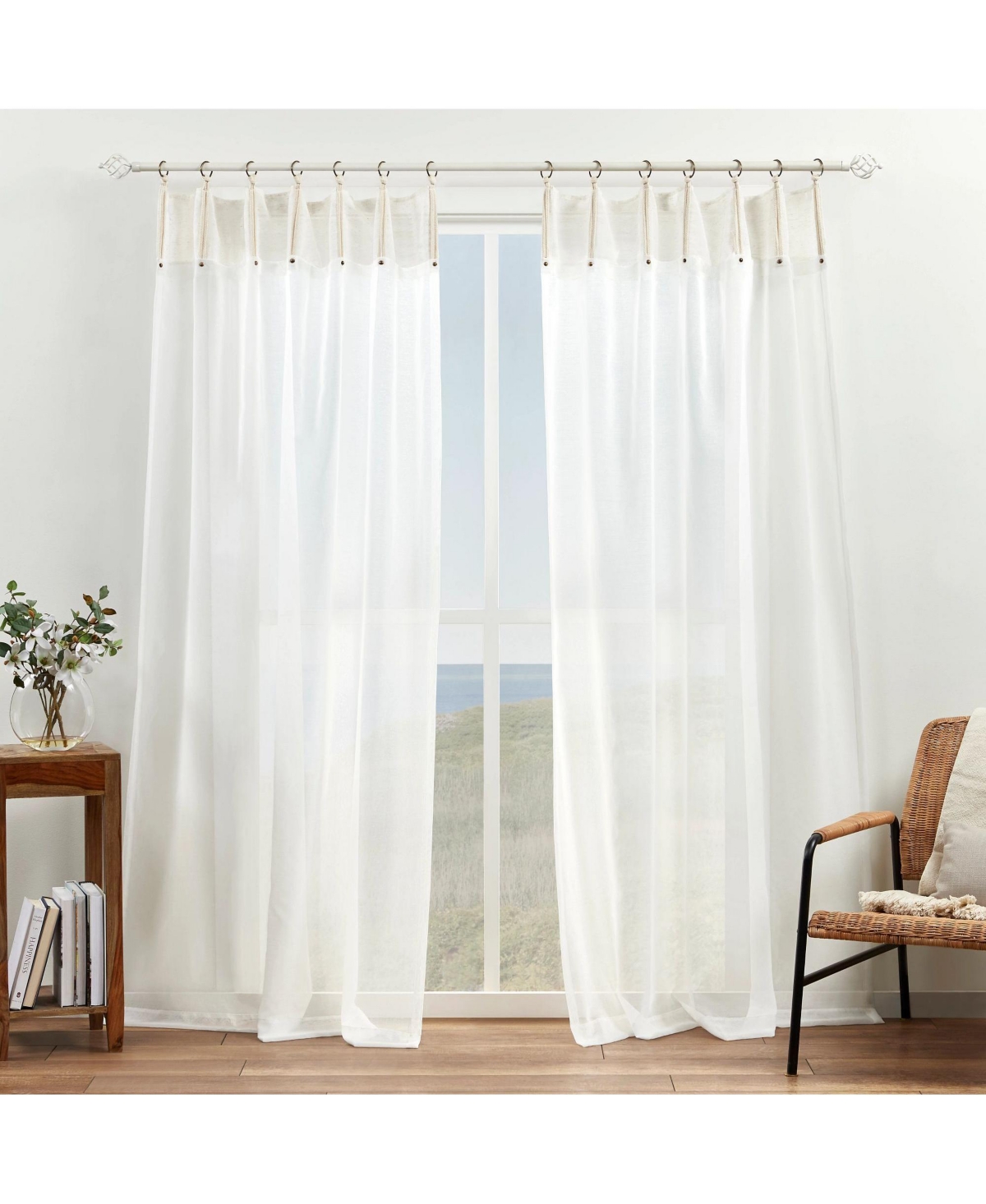 Click here for Exclusive Home Hawkins Natural Sheer  Ring Top Cur... prices