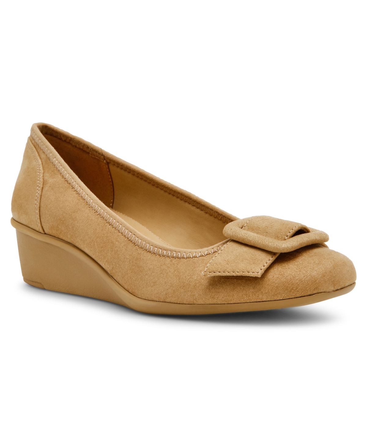Click here for Anne Klein Womens Wyatt Buckle Wedge Pumps - Sand prices