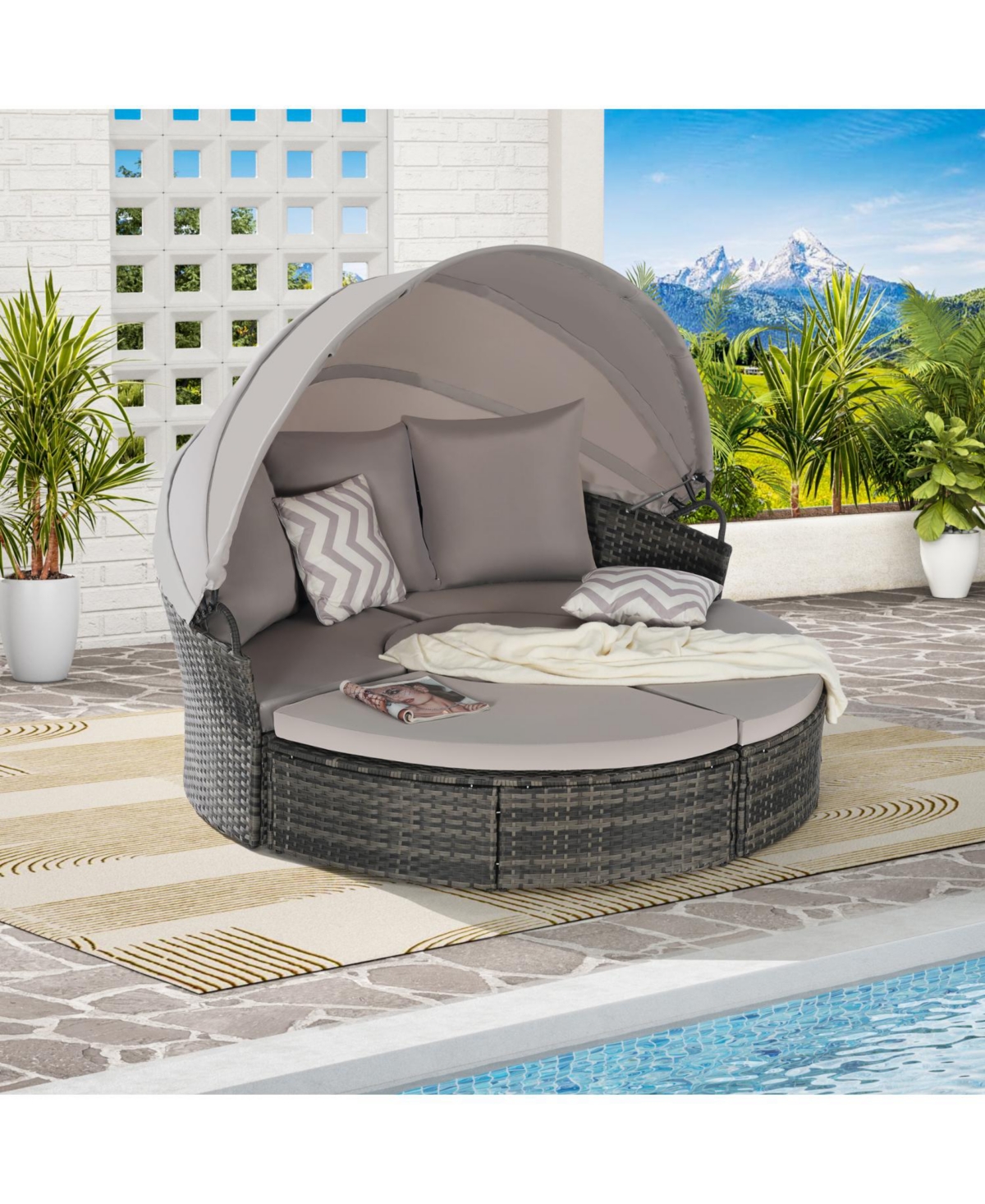 Click here for Streamdale 5pc Outdoor Patio Daybed Set Retractabl... prices