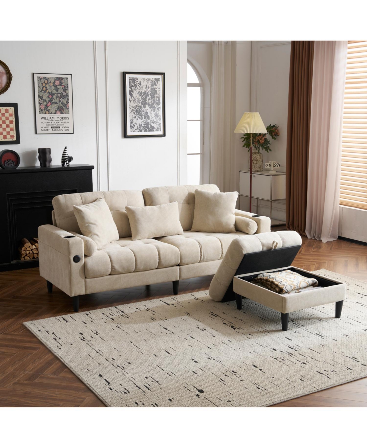 Click here for Streamdale Furniture Chenille L-Shaped Sofa with O... prices