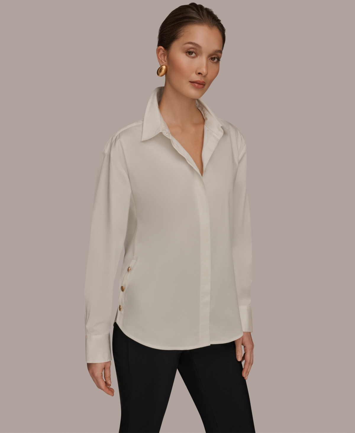 Click here for Donna Karan New York Womens Long-Sleeve Button-Up... prices