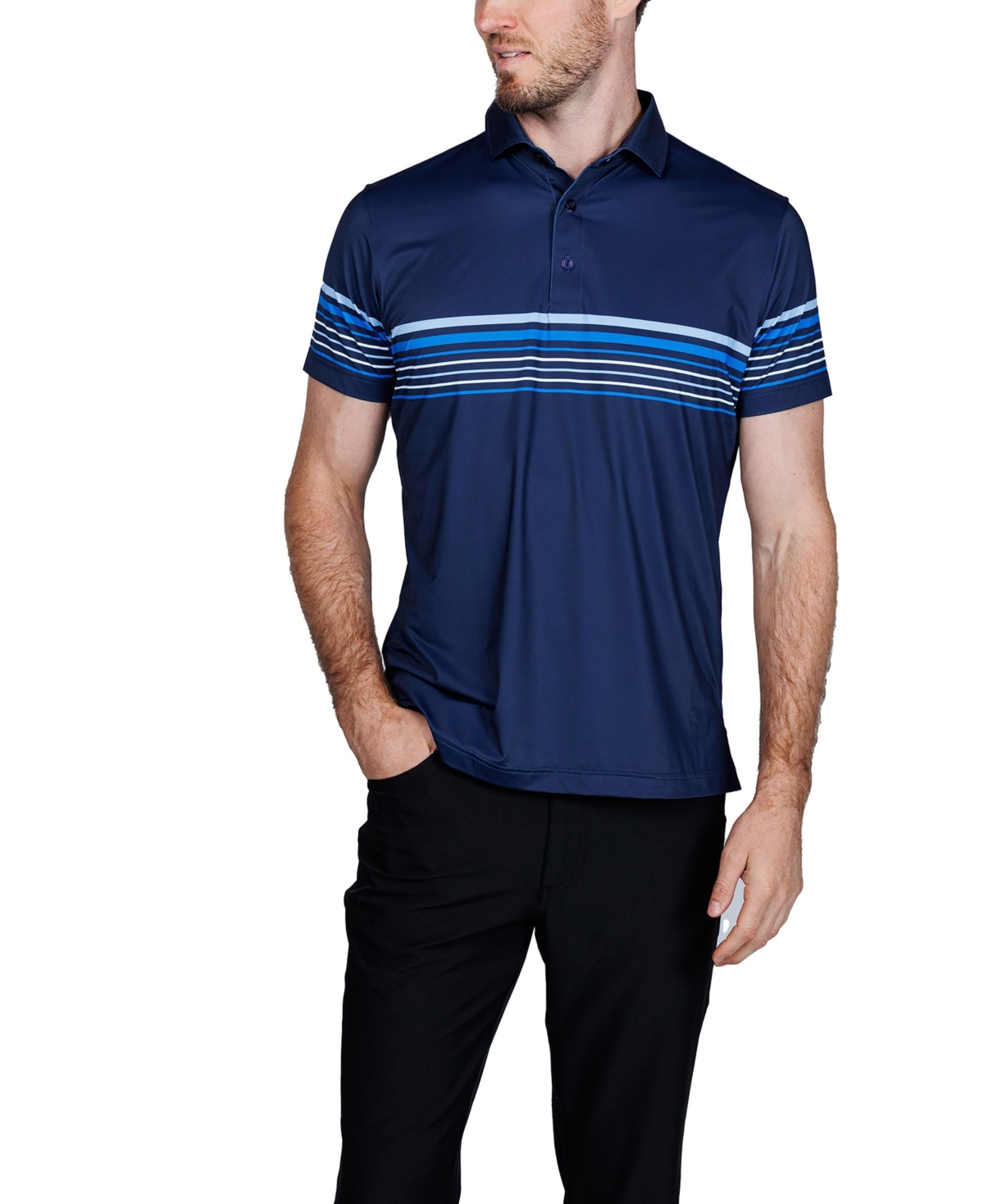 Click here for Tailorbyrd Mens Engineered Stripe Performance Polo... prices