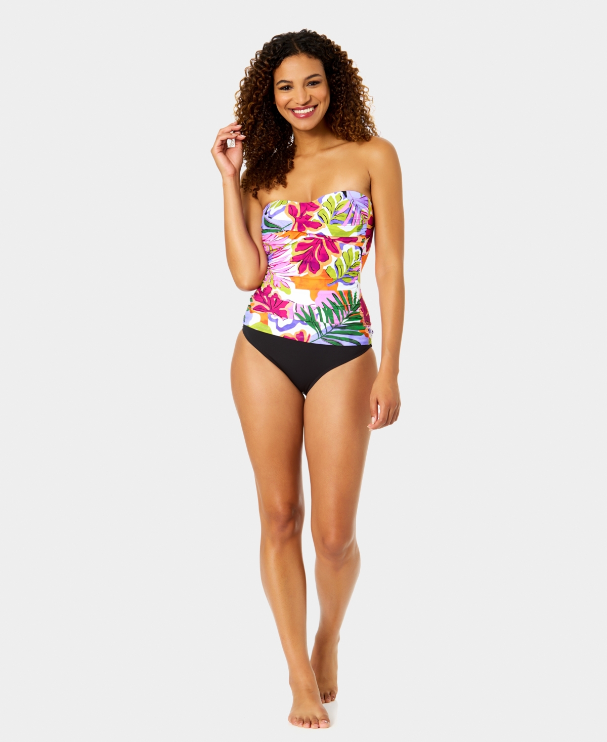 Click here for Anne Cole Twist-Front Ruched Tankini Top - White M... prices