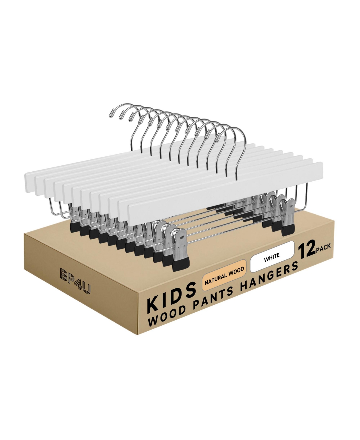 Click here for BP4U 12-Pack Wooden Pants Hangers with Adjustable... prices