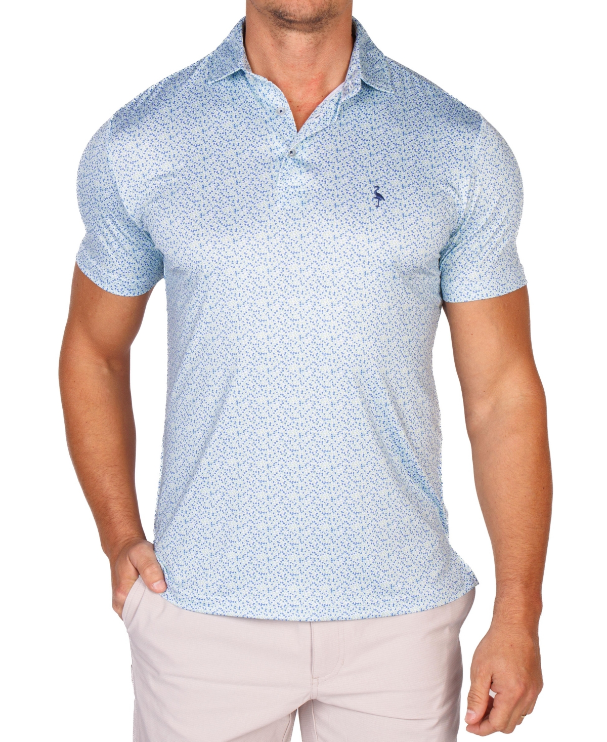 Click here for Tailorbyrd Mens Ditsy Floral Performance Polo - Bl... prices