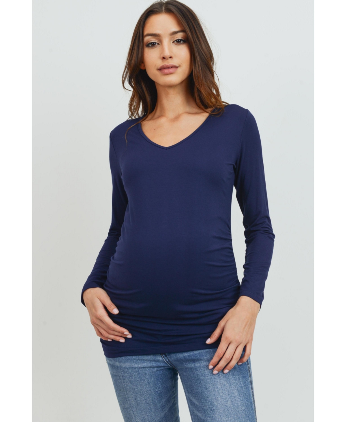 Click here for Hello Miz Maternity Casual Side Ruched Long Sleeve... prices