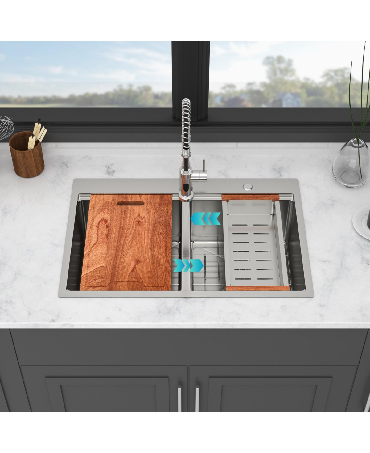 Click here for flynama 33x22x10inch Topmount Double Bowl Kitchen... prices