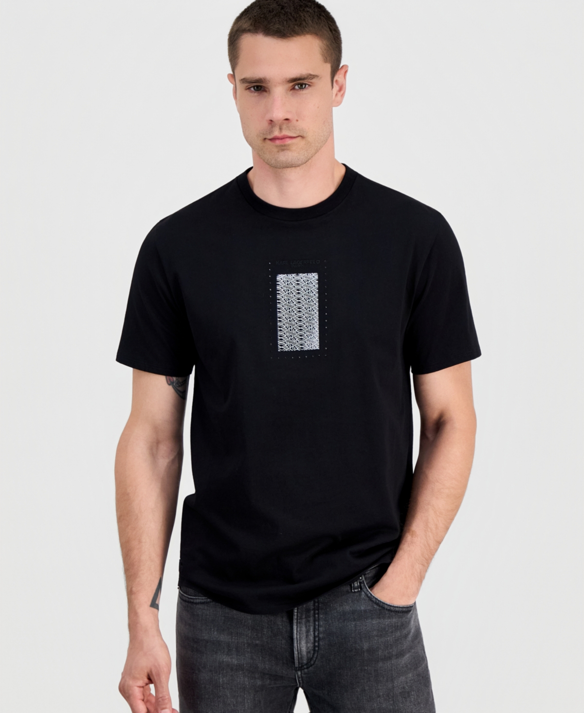 Click here for Karl Lagerfeld Paris Mens Studded Logo Crewneck T-... prices