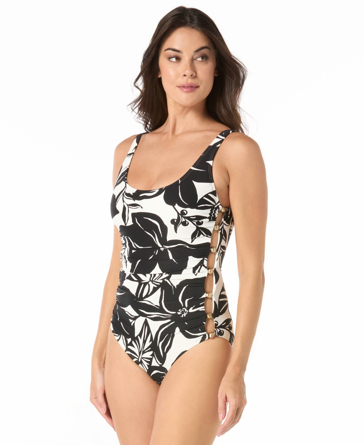 Click here for Carmen Marc Valvo Womens Scoop Neck One-Piece Swim... prices