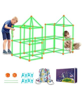 Slickblue 140PCS Glow Fort Building Kit for Kids STEM Construction Set ...