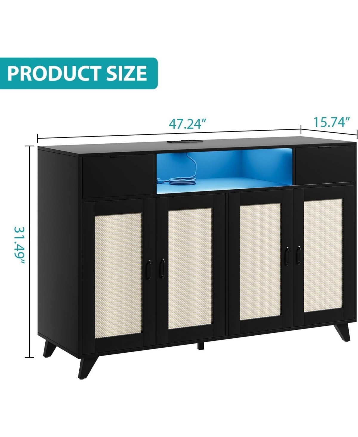 Click here for gaomon Rattan Sideboard Buffet Cabinet  4 Doors 2... prices