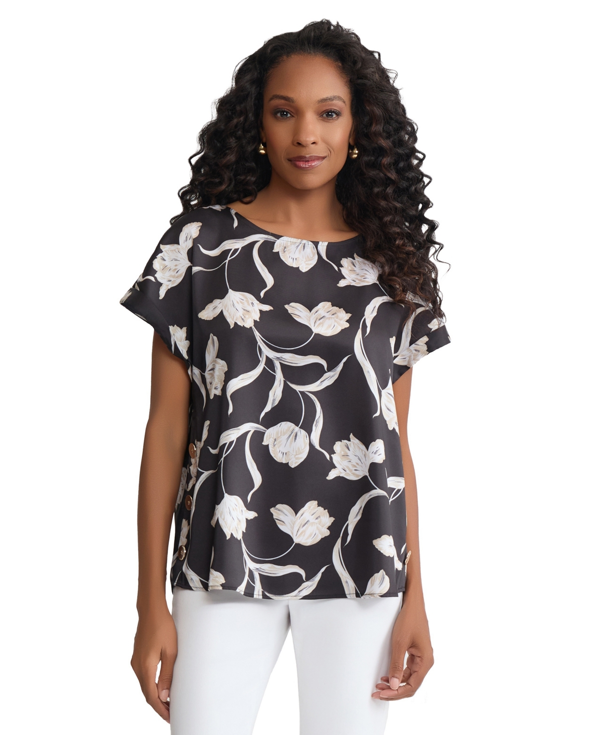 Click here for Jones New York Womens Boat Neck Short-Sleeve Top -... prices