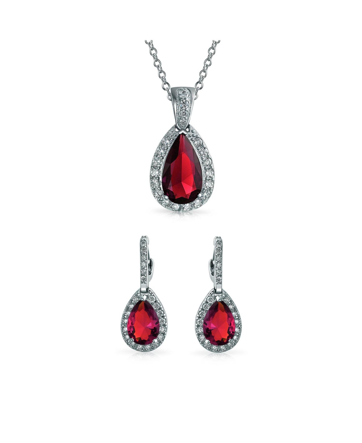 Click here for Bling Jewelry Solitaire Teardrop Halo Ruby Red Cz... prices