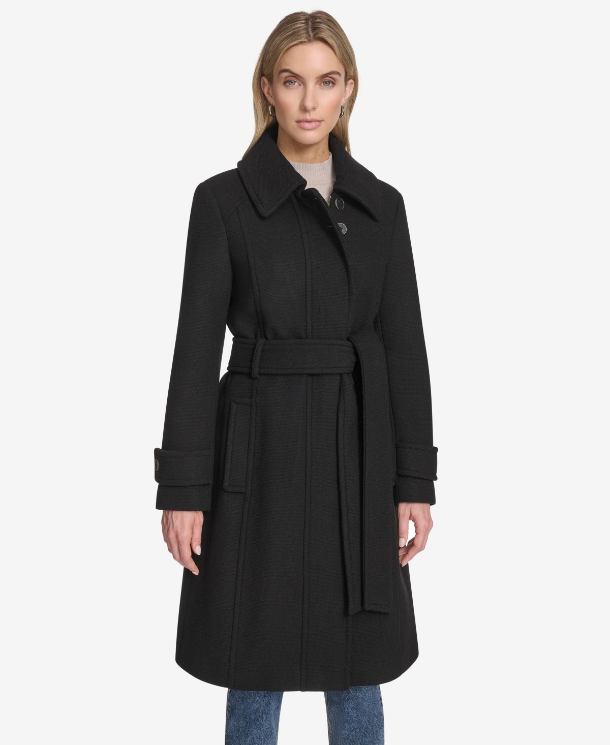 Click here for Andrew Marc Womens Lawley Wool Blend Belted Trench... prices