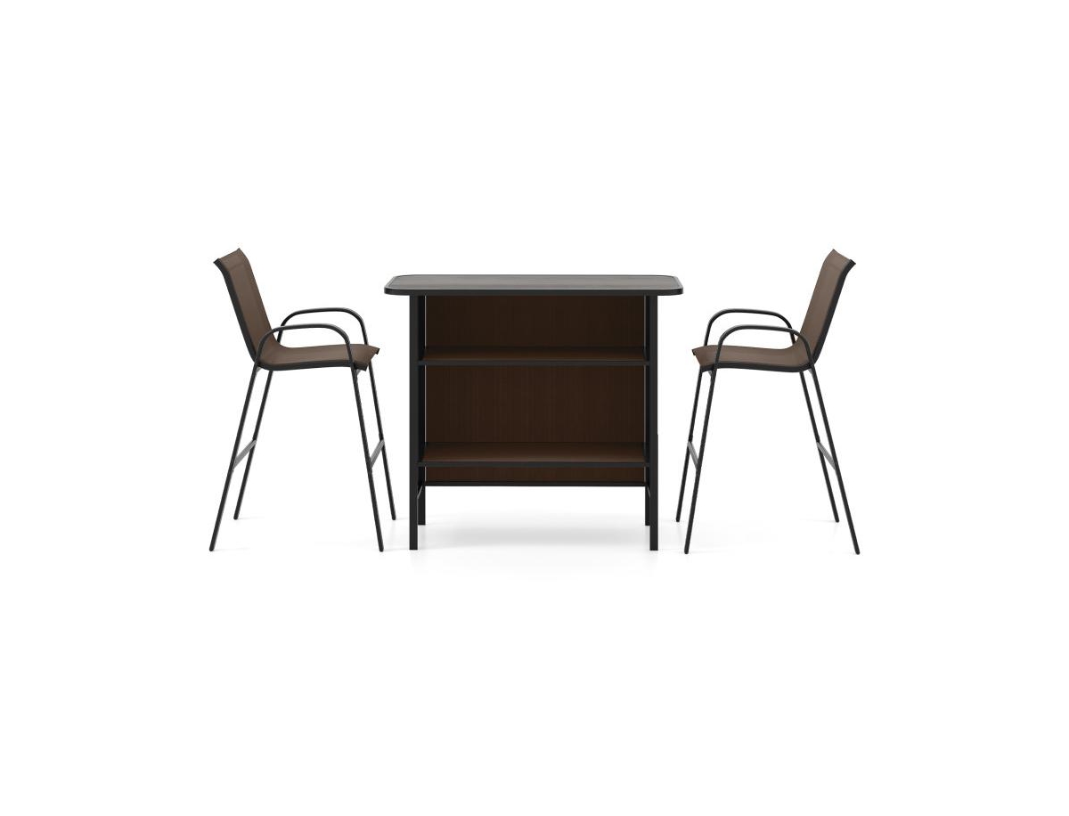 Click here for Slickblue Outdoor 3-Piece Bar Set with 2-Tier Stor... prices