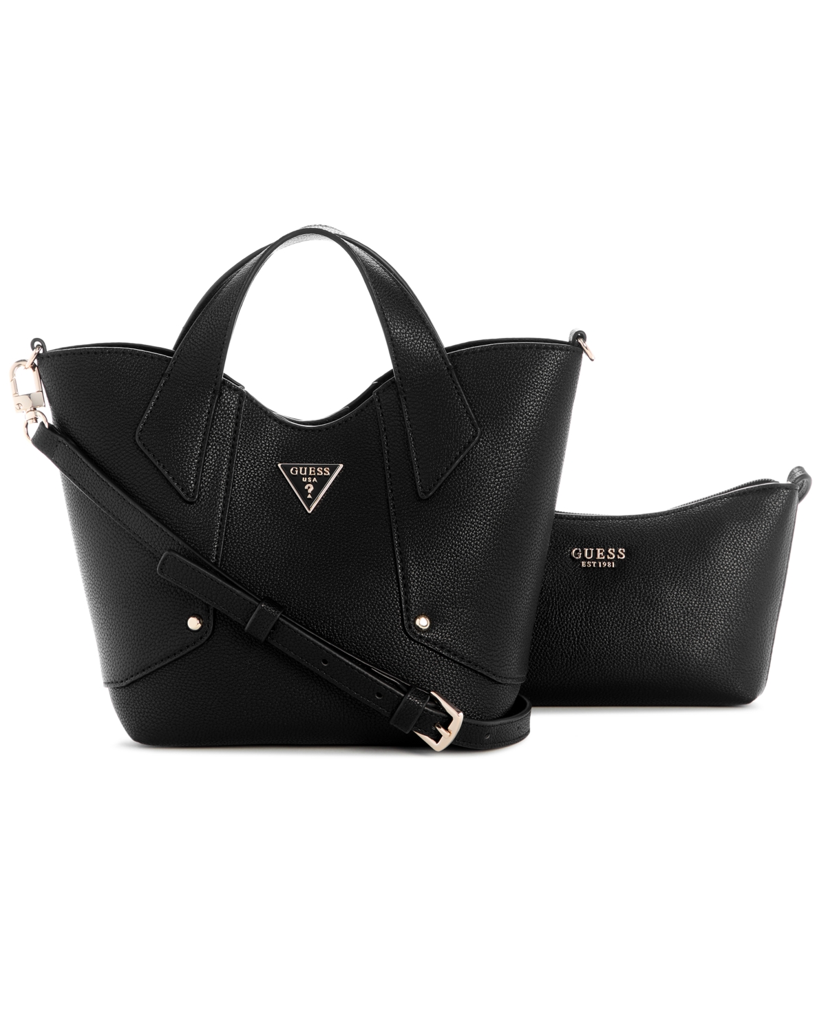 Click here for Guess Darcy Small Magnetic Snap Tote Bag - Black prices