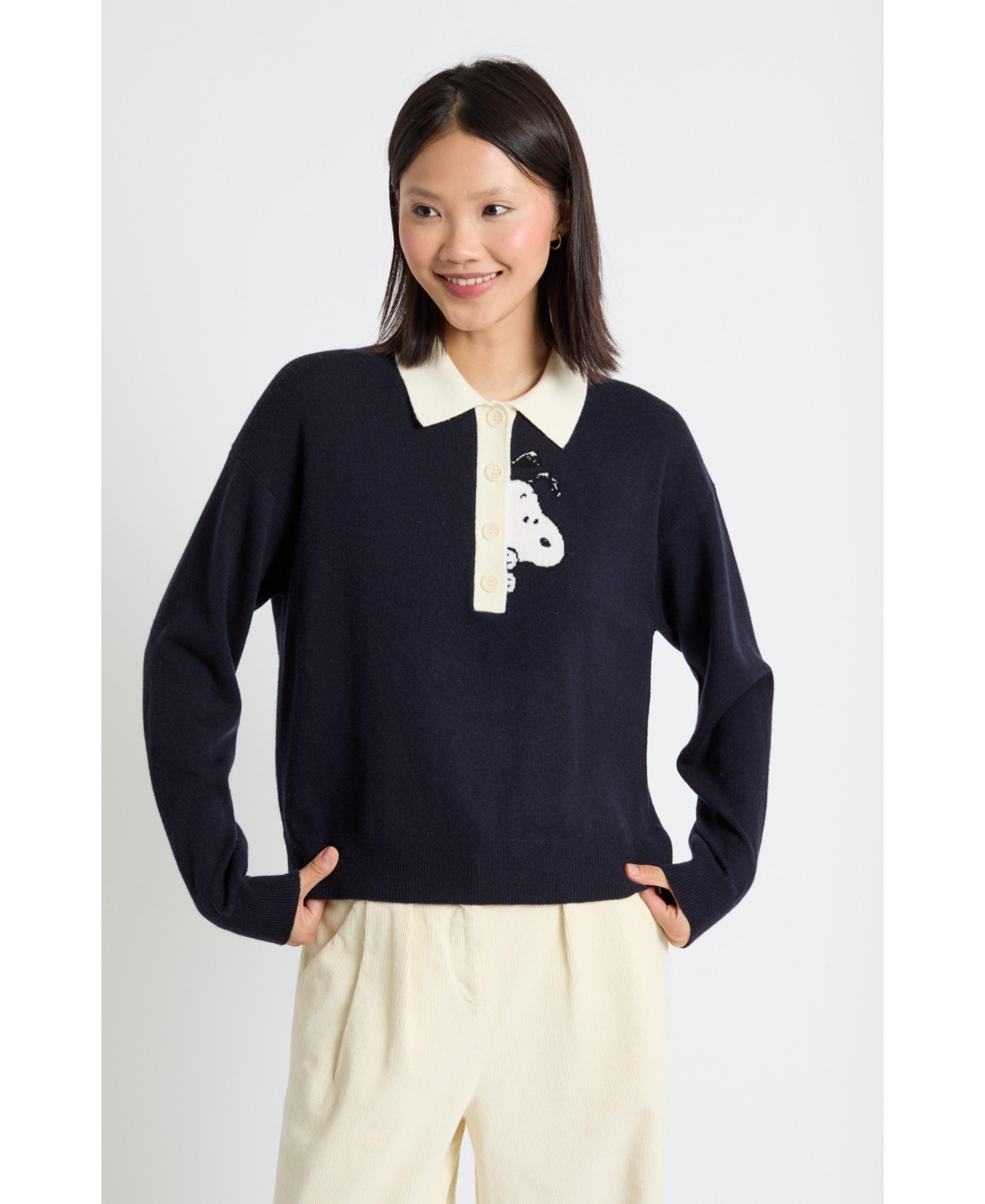 Click here for Chinti & Parker Womens Peanuts Polo Sweater - Navy prices