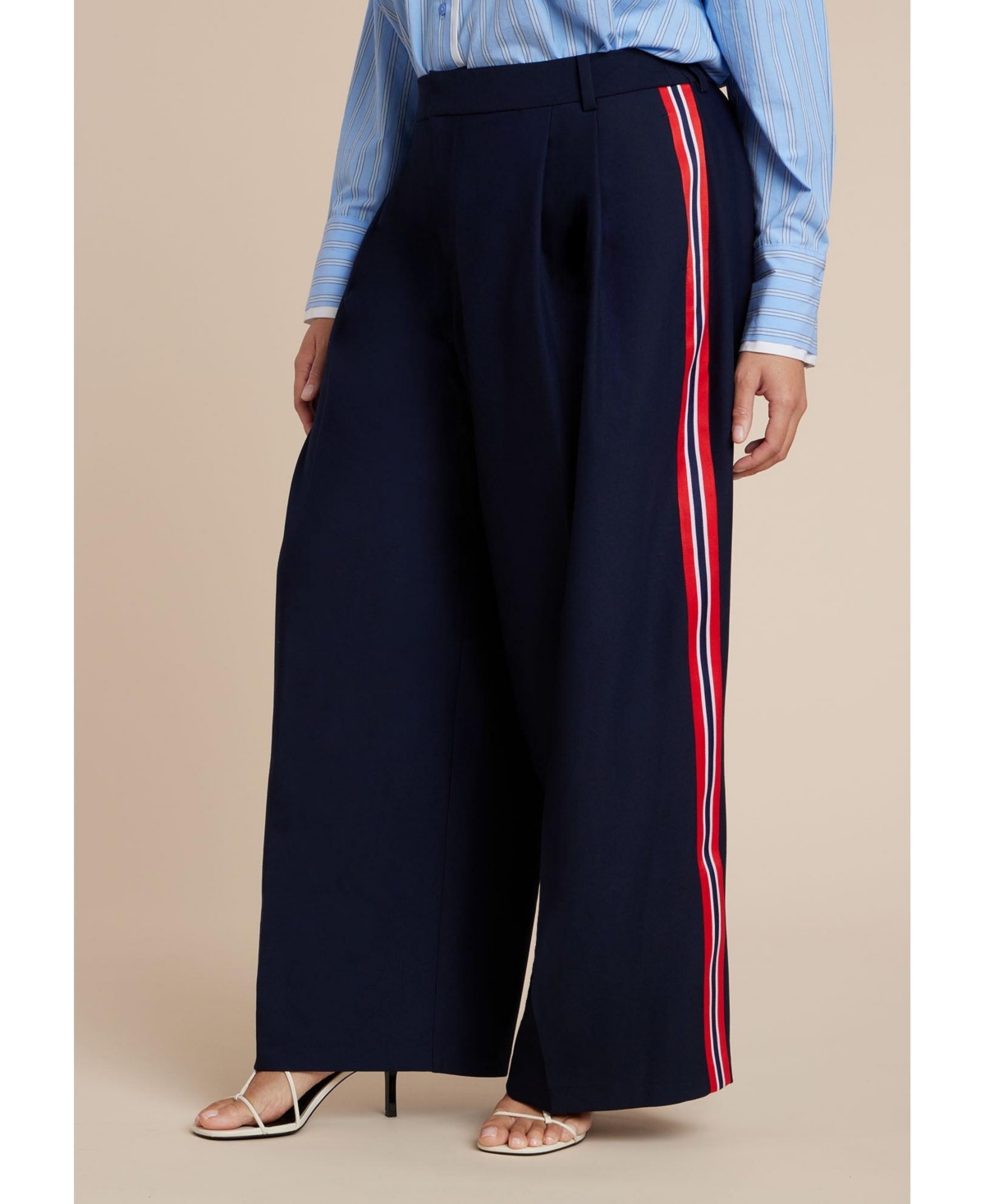 Click here for Eloquii Womens Side Stripe Trouser - Navy prices