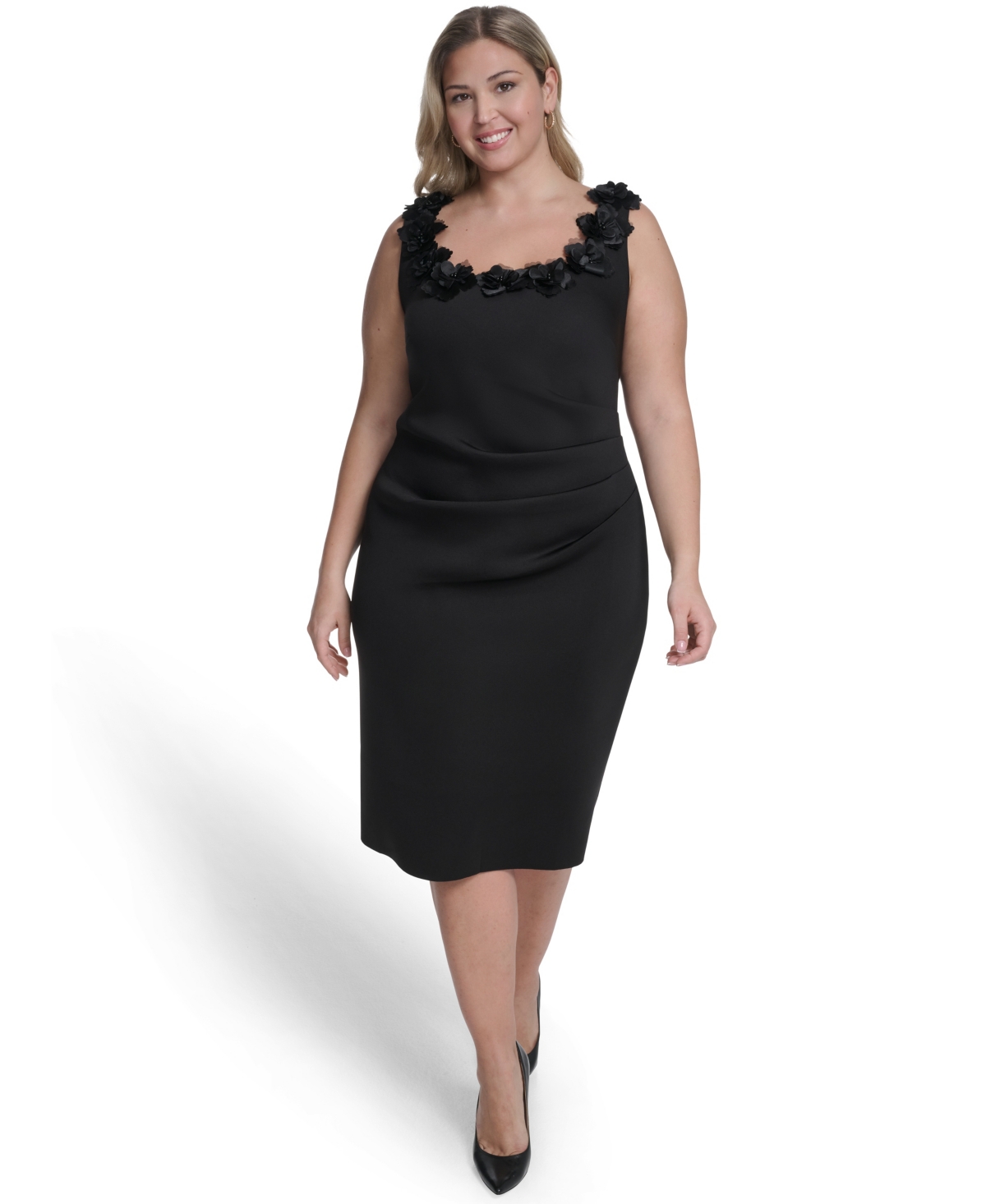 Click here for Eliza J Plus Size Scoop Neck Cocktail Dress - Blac... prices