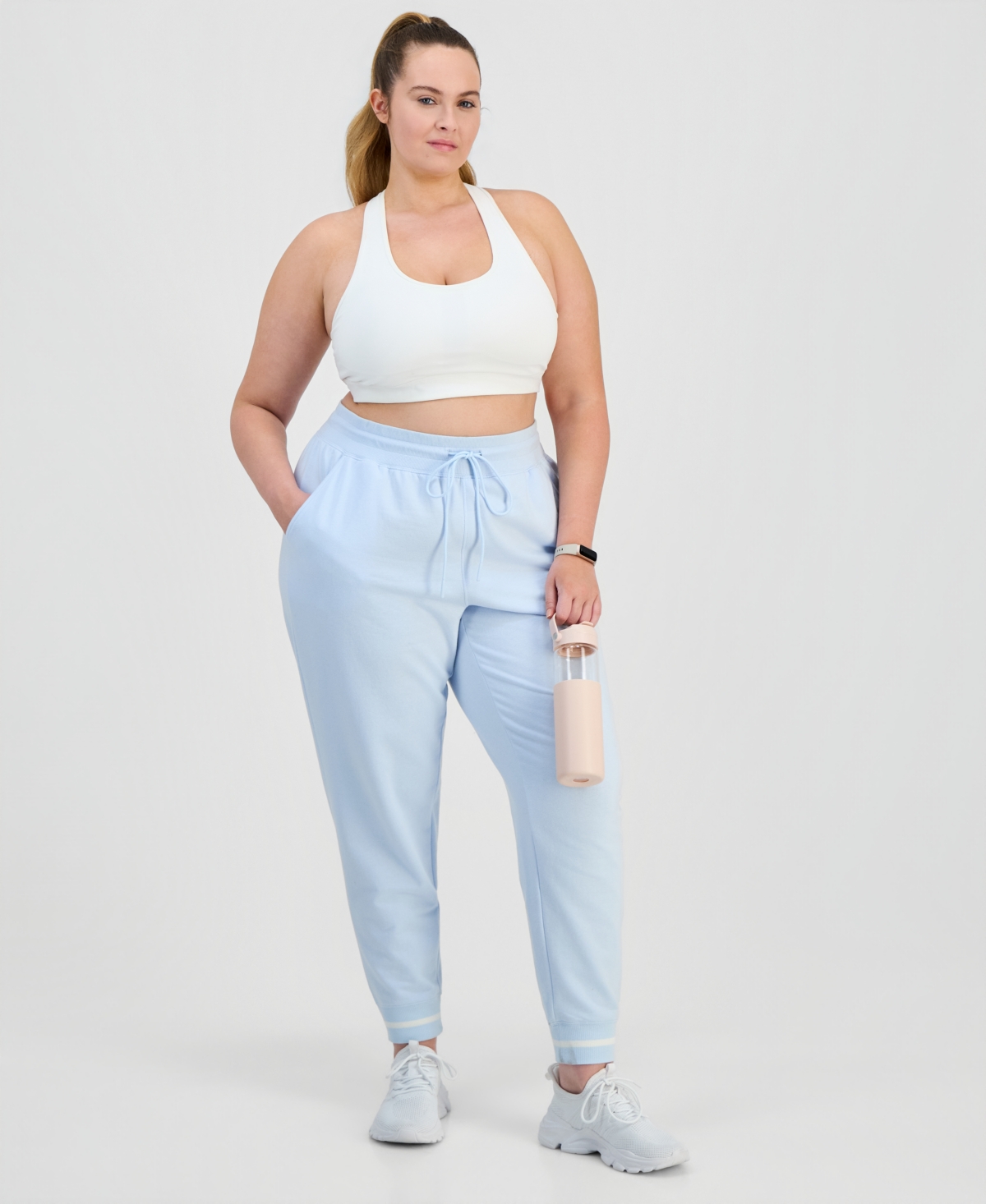 Click here for Id Ideology Plus Size Ribbed Fleece Ankle Jogger P... prices