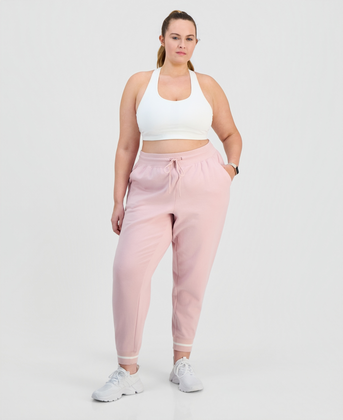 Click here for Id Ideology Plus Size Ribbed Fleece Ankle Jogger P... prices
