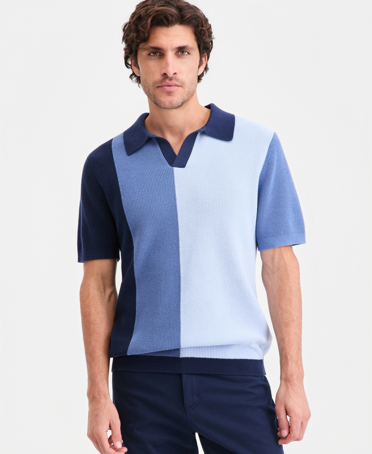 Click here for Alfani Mens Cotton Colorblocked Johnny Collar Swea... prices