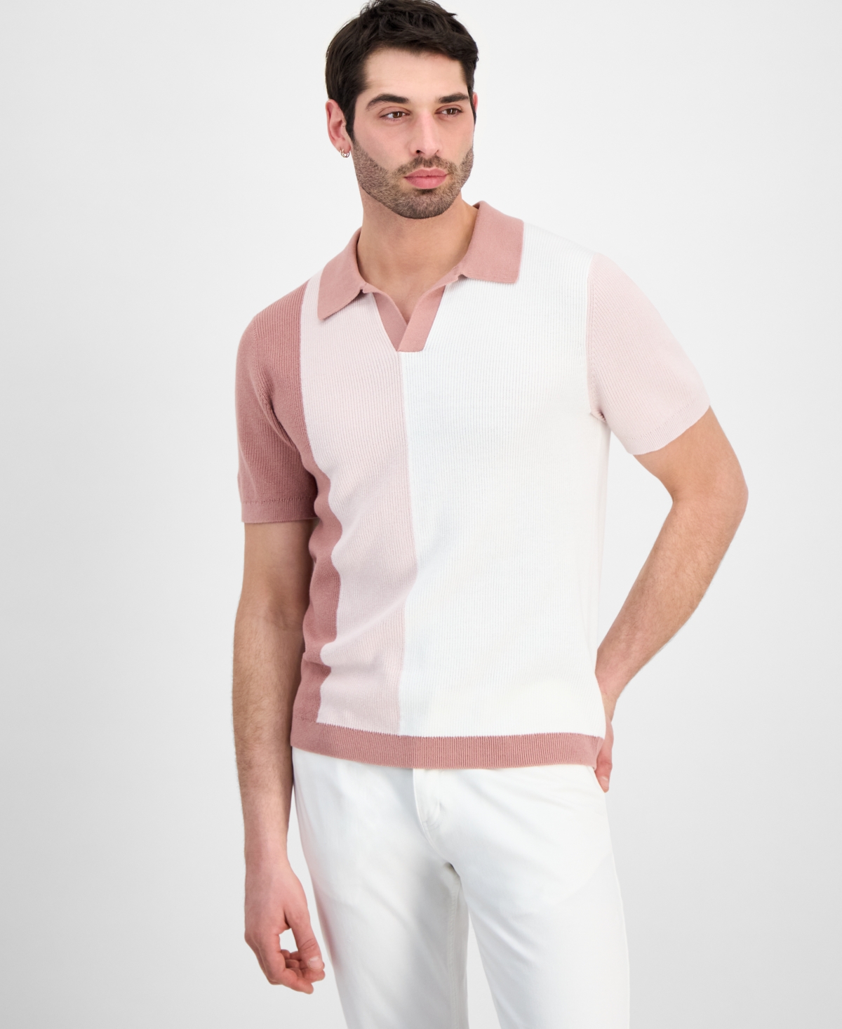 Click here for Alfani Mens Cotton Colorblocked Johnny Collar Swea... prices