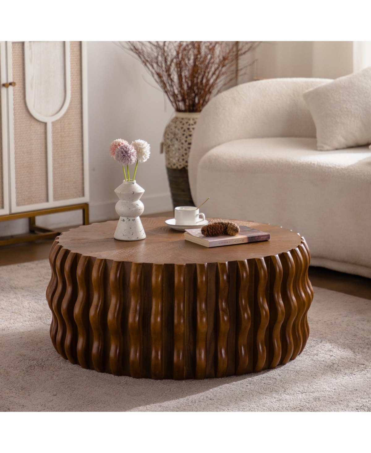 Click here for Streamdale Furniture Drum Fluted Coffee Table - Mo... prices