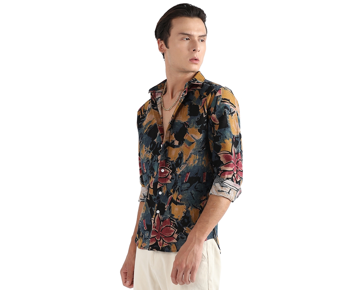 Click here for Campus Sutra Mens Multicolour Artistic Flowers Shi... prices