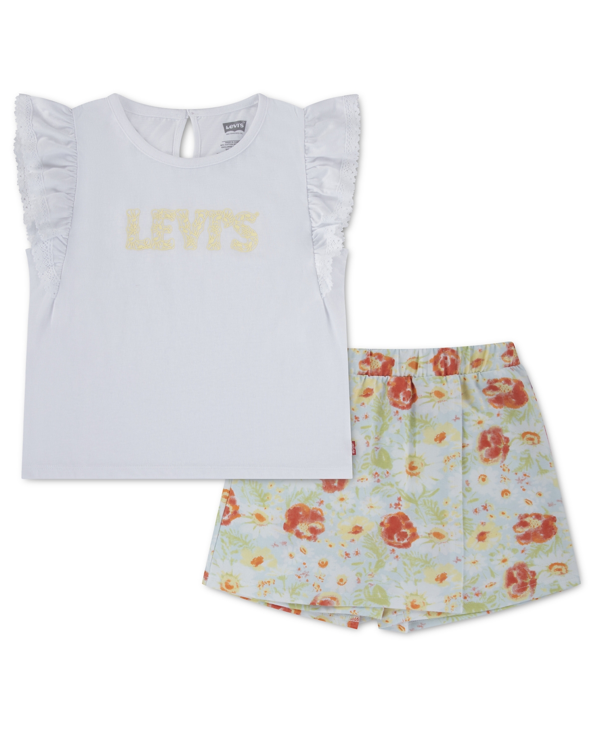 Click here for Levis Girls 4-6X Ruffle Knit Top and Skort  2-Piec... prices