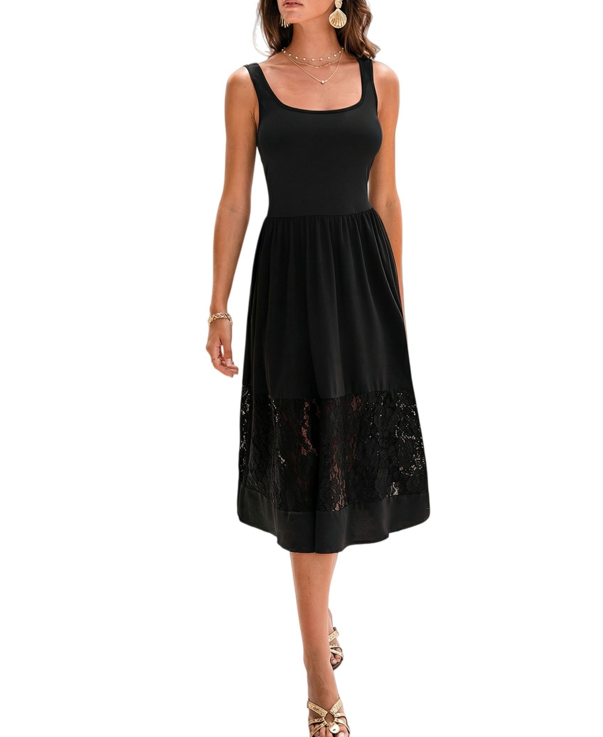 Click here for Cupshe Womens Pretty Big Deal Black Midi Beach Dre... prices