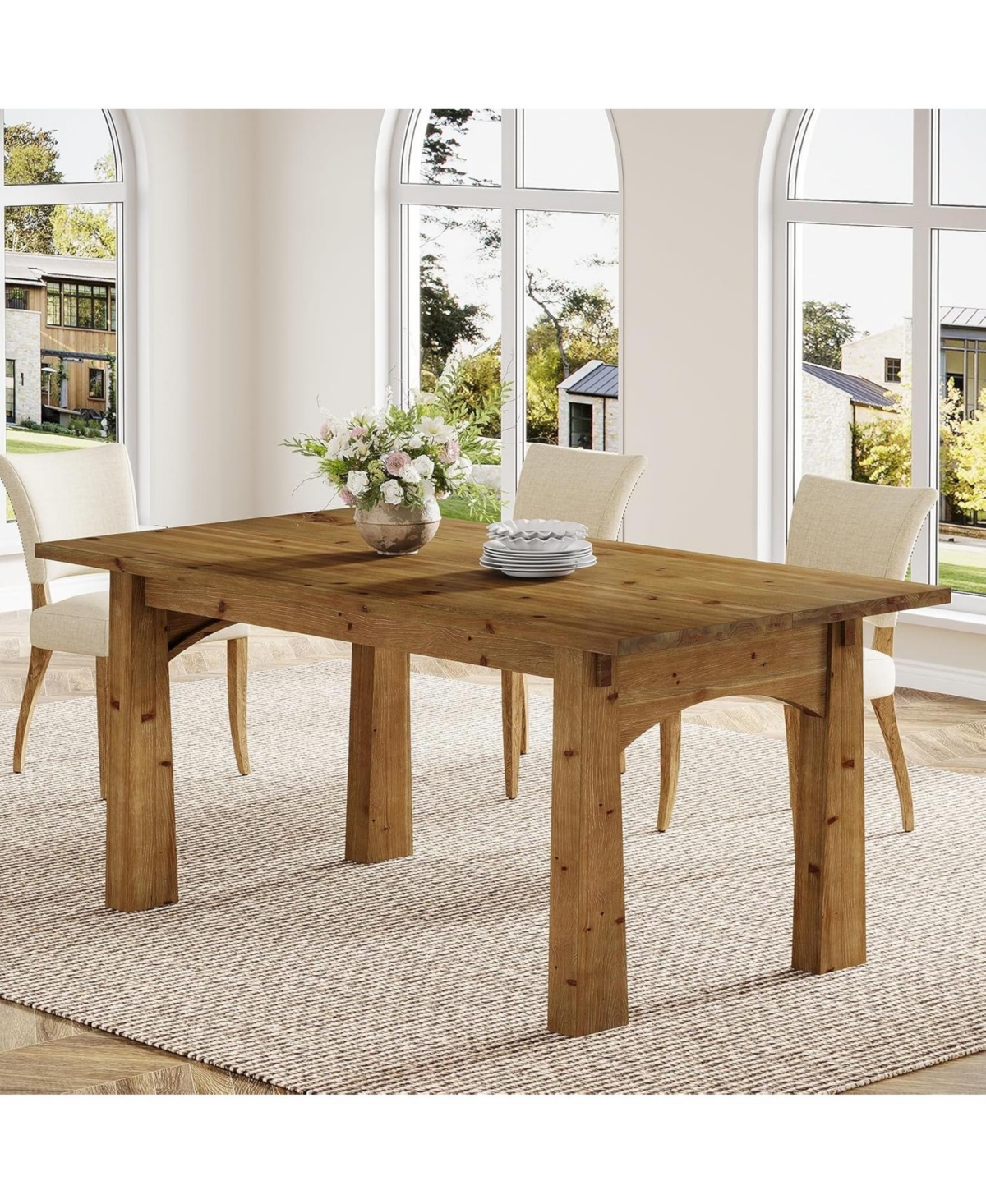 Click here for Tribesigns Solid Wood Dining Table for 4-6 People... prices