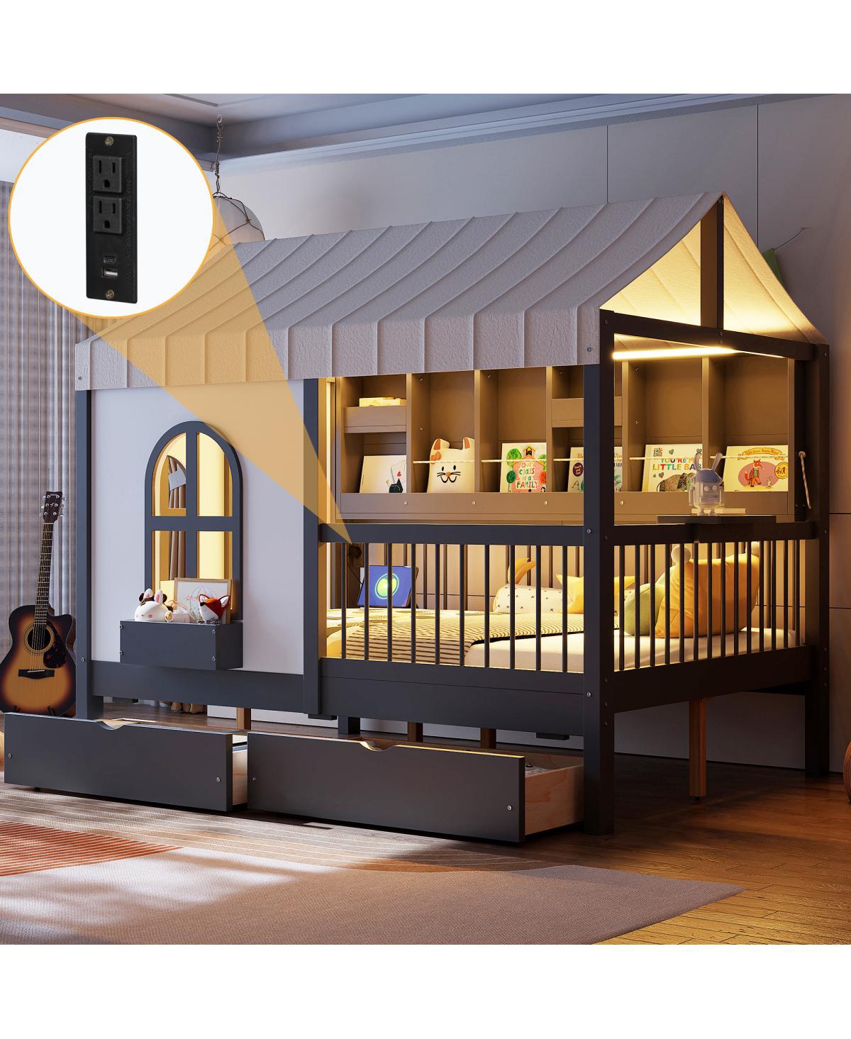 Click here for Streamdale Furniture Full Size House Bed with 2 La... prices