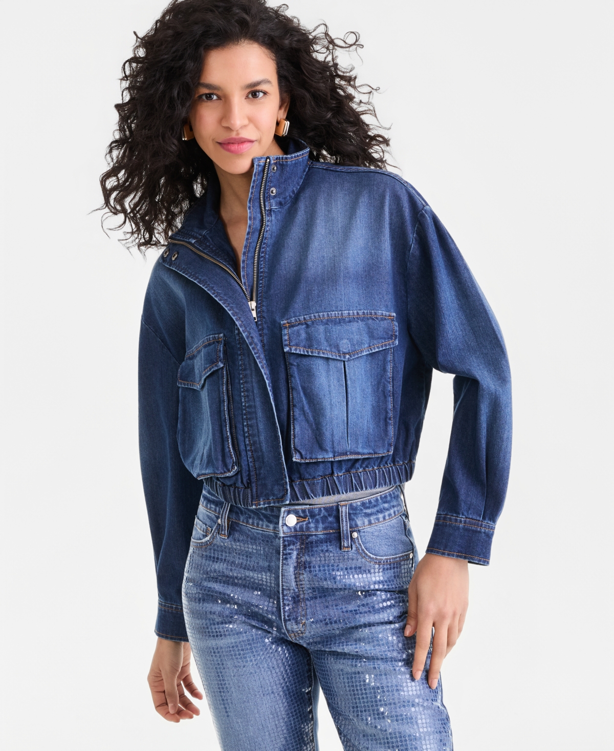 Click here for I.n.c. International Concepts Womens Denim Bomber... prices