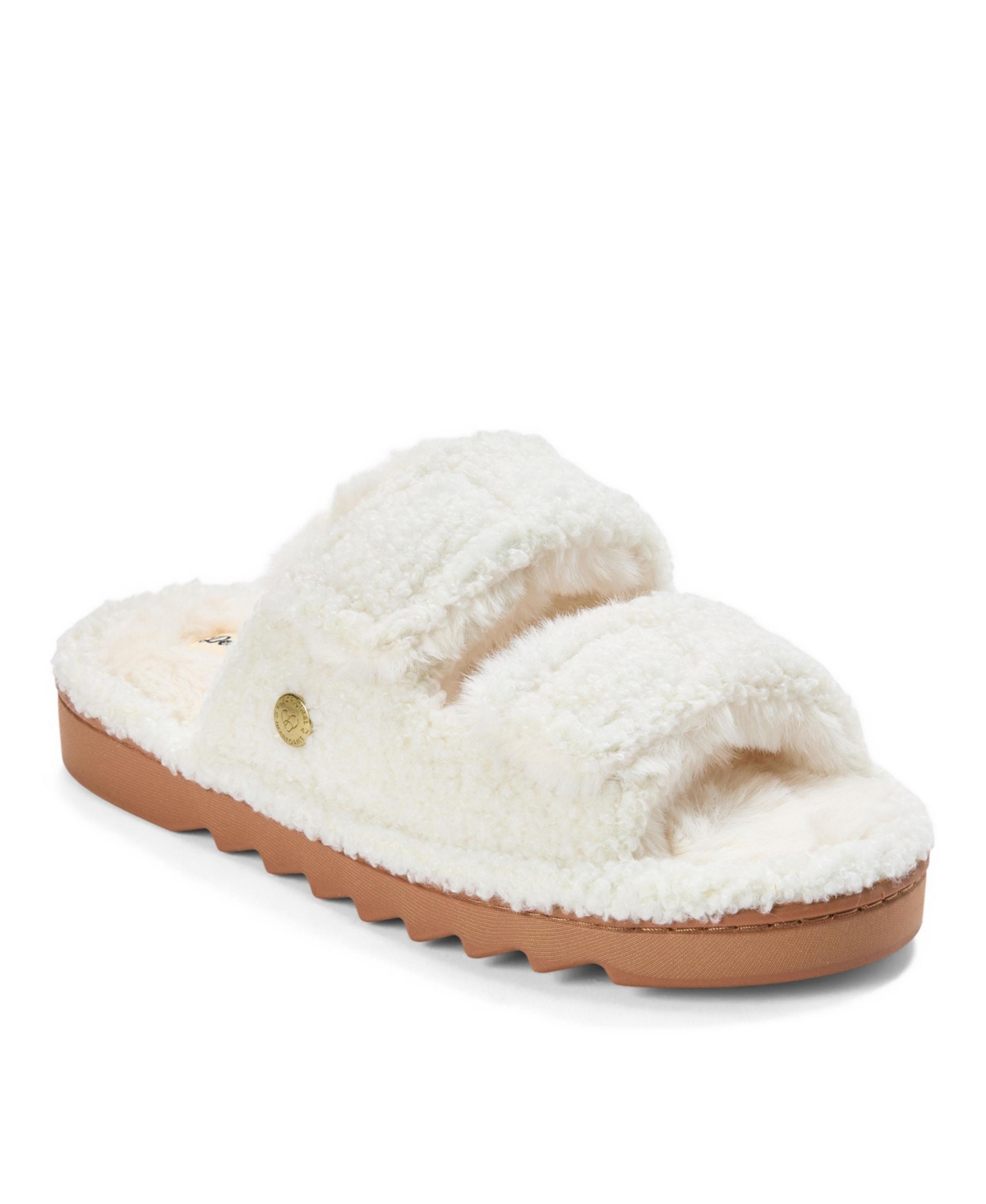 Click here for Dearfoams Womens Regina Teddy Double Band Slide Sl... prices