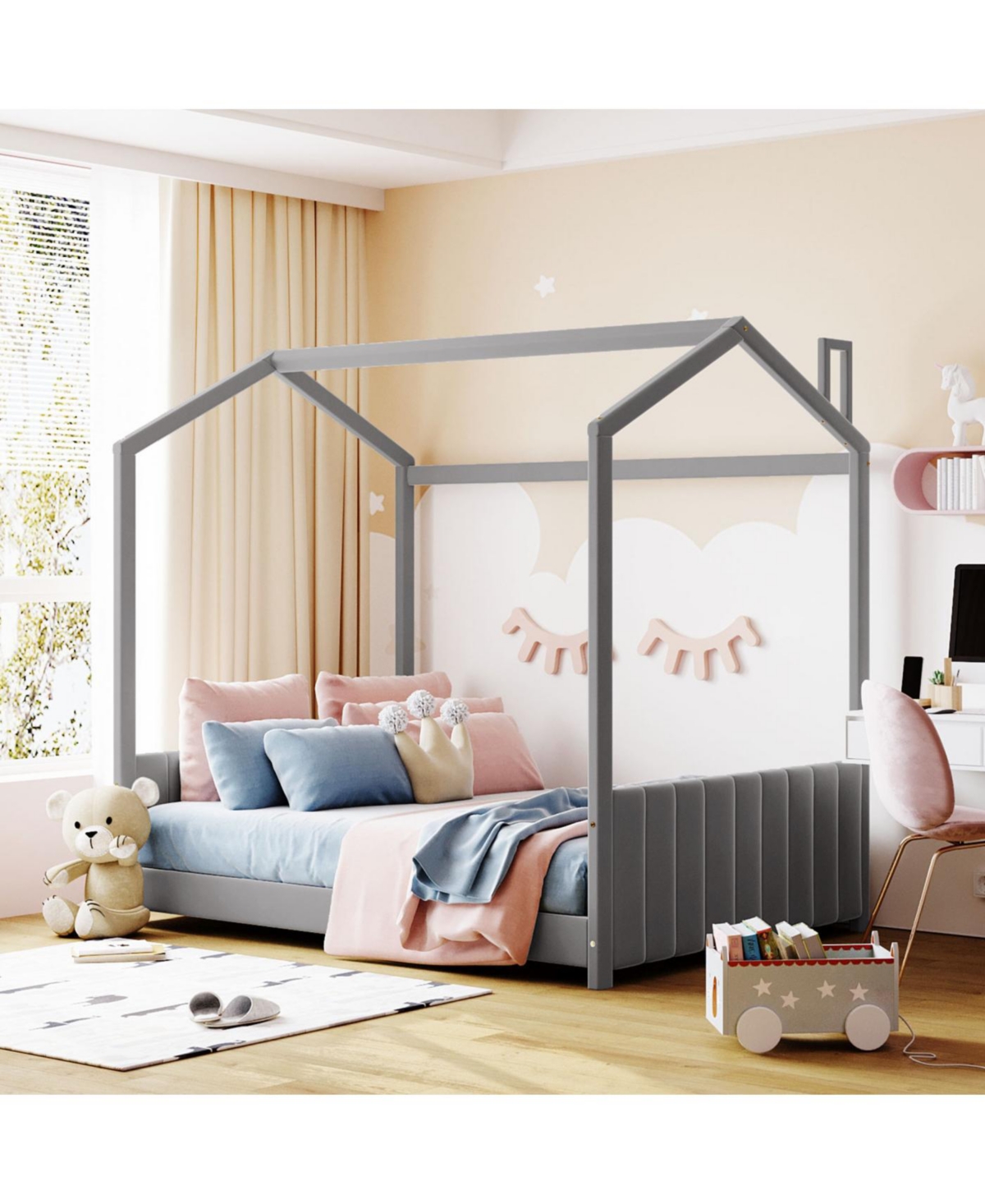 Click here for Streamdale Furniture Full Size Velvet House Bed Wo... prices