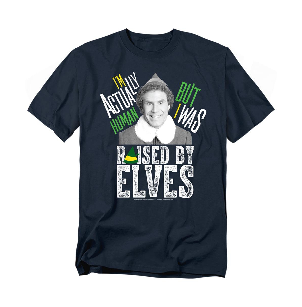 Click here for Elf Mens Not Human Raised By Elves T Shirt - Navy prices