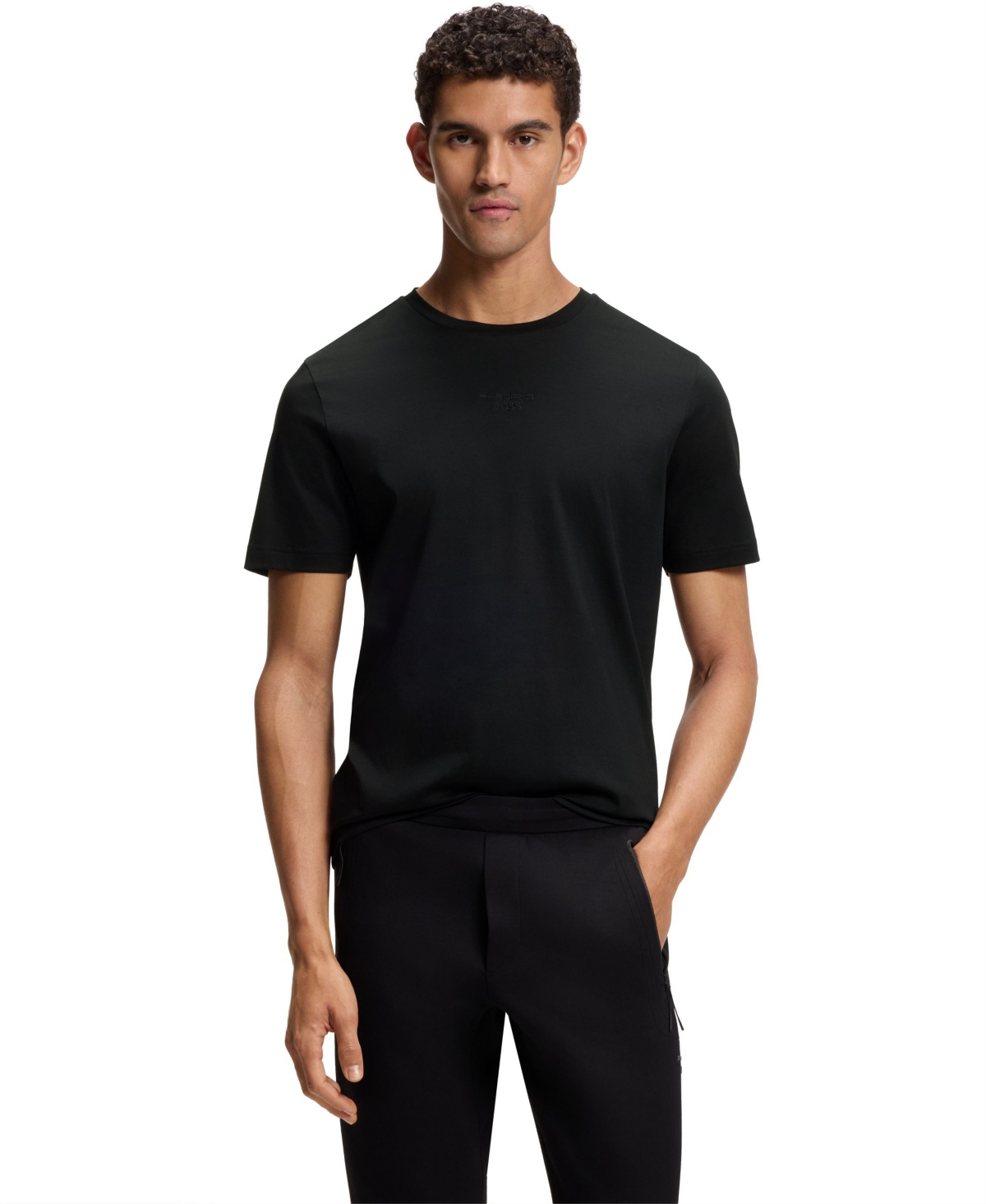 Click here for Boss x Porsche Mens Mercerized-Cotton T-Shirt - Bl... prices