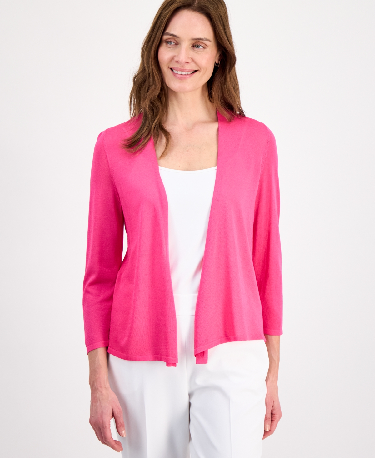 Click here for Kasper Womens Self Edge A-Line Cardigan - Pink Per... prices