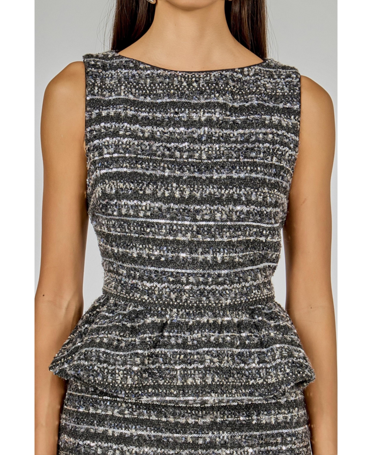 Click here for endless rose Womens Sequin Textured Peplum Top - C... prices