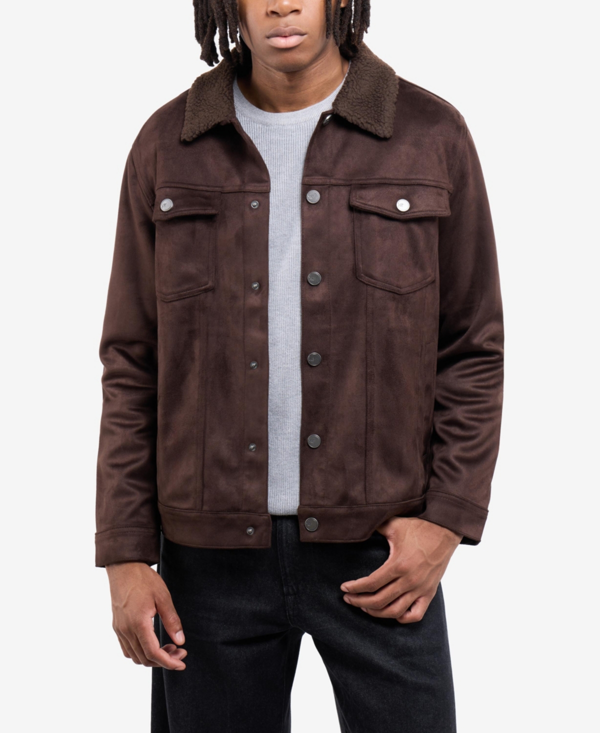 Click here for Xray Mens Faux Suede Jacket With Faux Fur Collar -... prices