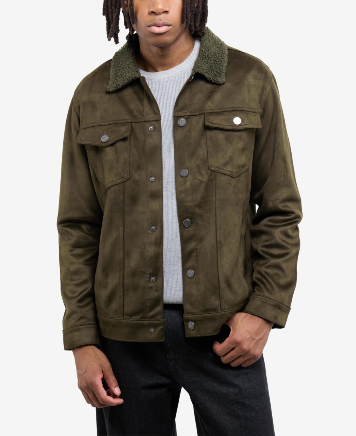 Click here for Xray Mens Faux Suede Jacket With Faux Fur Collar -... prices