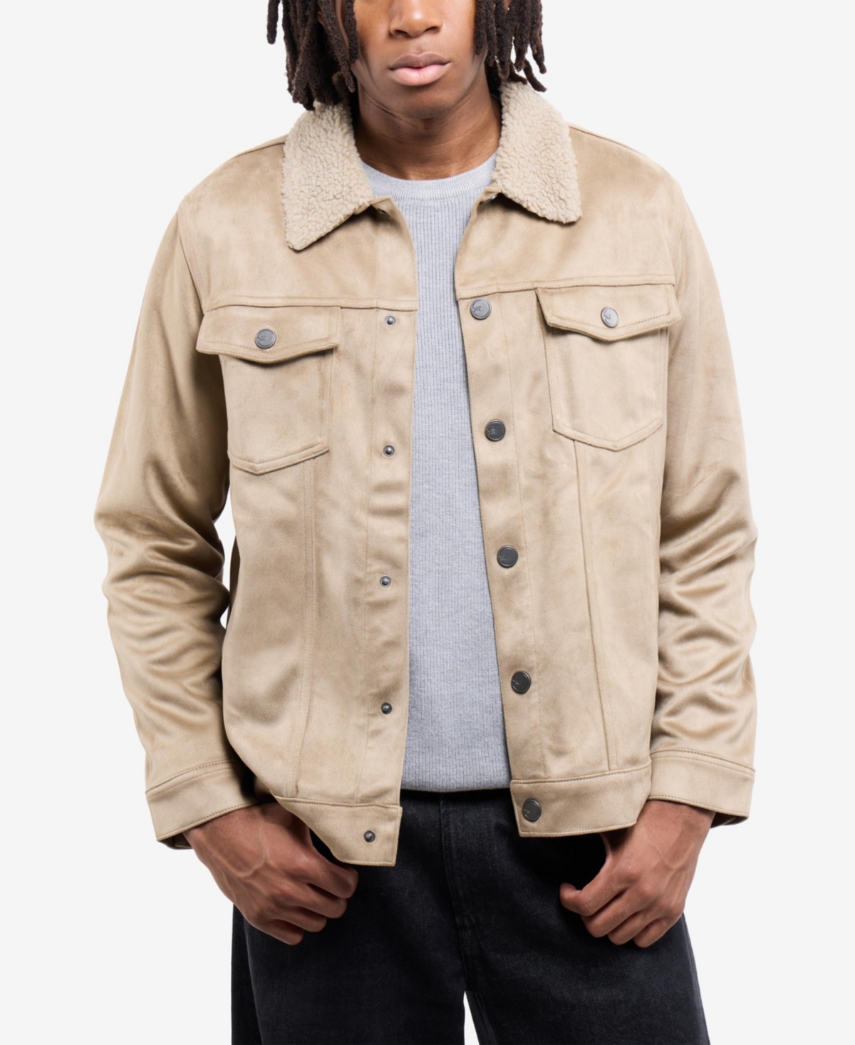 Click here for Xray Mens Faux Suede Jacket With Faux Fur Collar -... prices